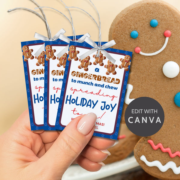 Editable Gingerbread Christmas Gift Tags | Fun Holiday Tags for Ginger ...