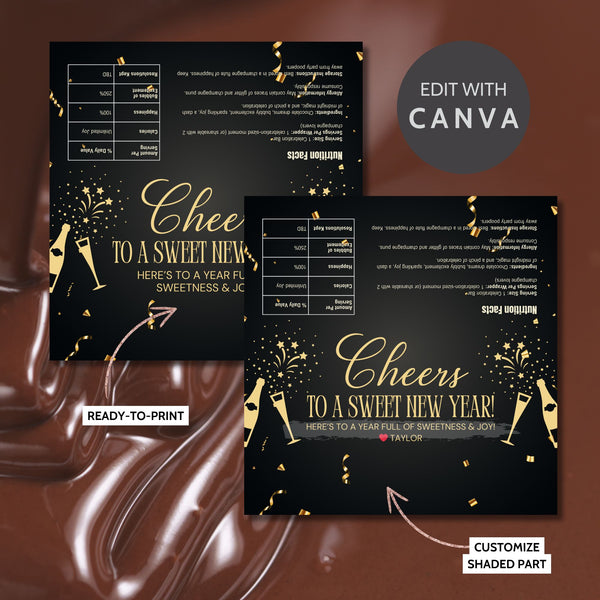 Editable New Year Chocolate Bar Wrappers - Printable Party Favors | Gi ...