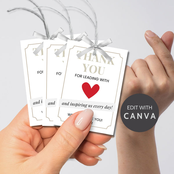 Editable National Boss's Day Gift Tags | Custom Printable Tags | Leade ...
