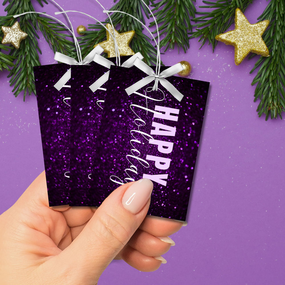 Printable Purple Holiday Gift Tags | Glamorous Holiday Design | Given ...