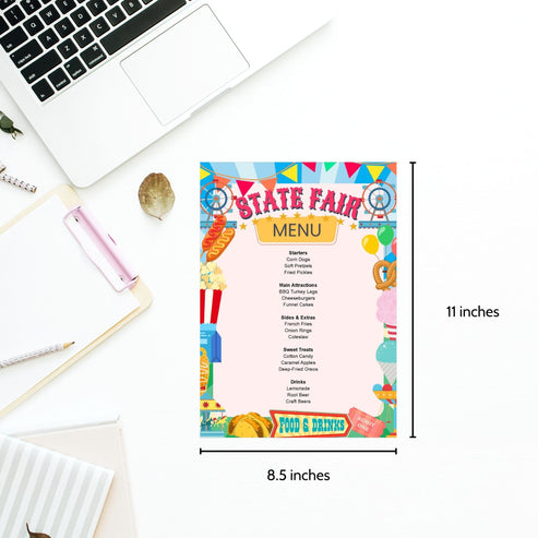 Editable State Fair Menu Template - Customizable Carnival & Festival M ...