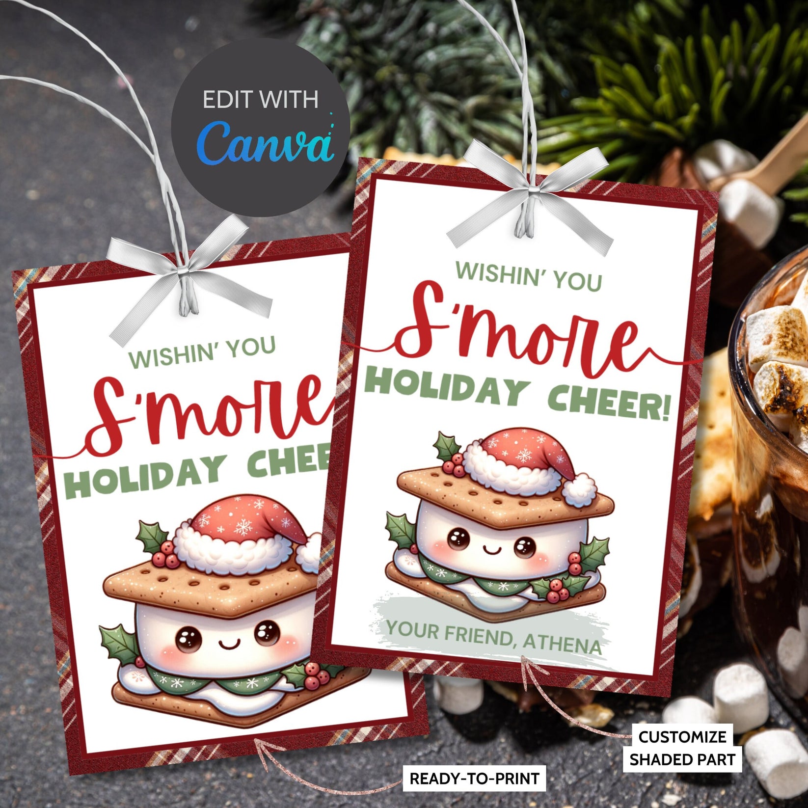 Christmas Tags Neighbor, Wishing You Smore Holiday Cheer, Christmas ...