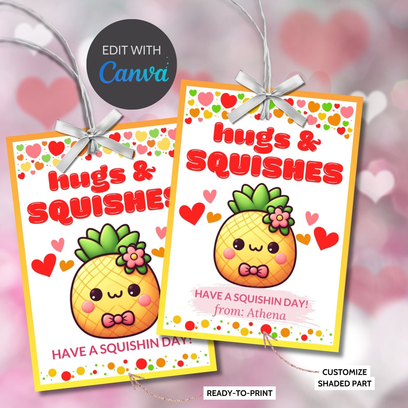 Squishmallow Printable Editable Valentine Tag | Squishin Day | Hugs ...