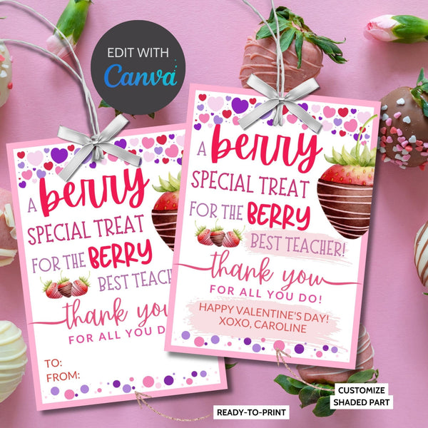 Berry Valentine Printable Tag | Teacher Kid Class School Appreciation ...