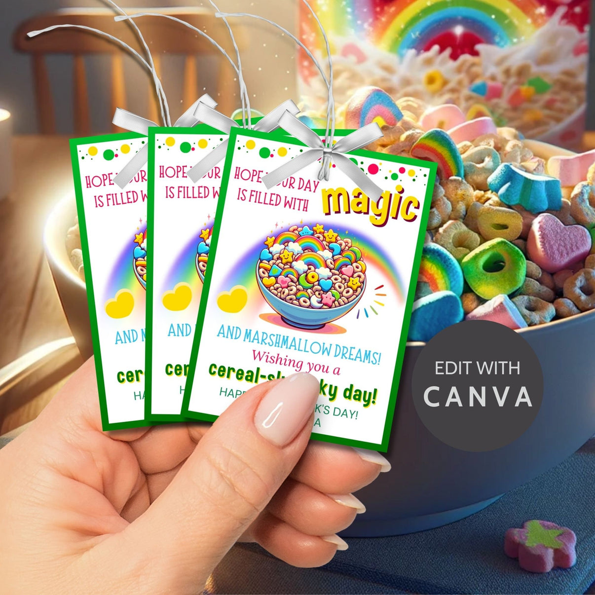 Lucky Cereal St Patricks Day Charms Tag St Paddys Marshmallow Classmate ...